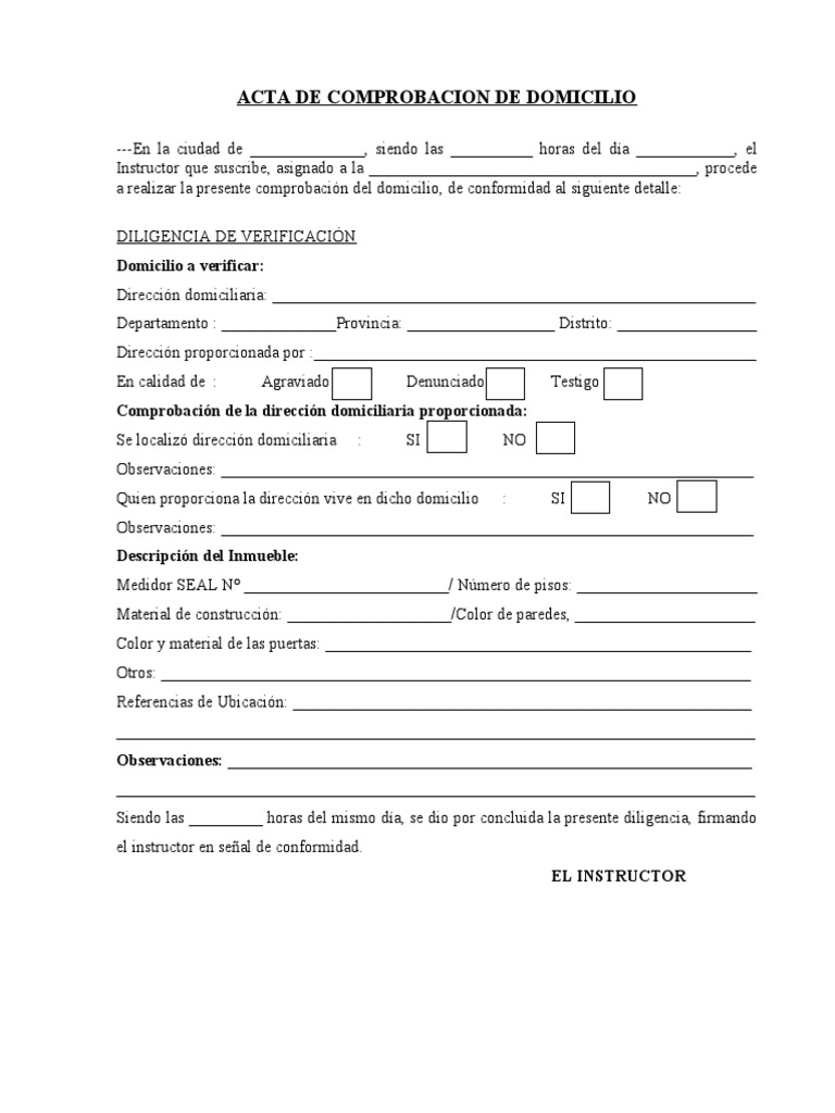 Acta de Comprobacion de Domicilio | PDF