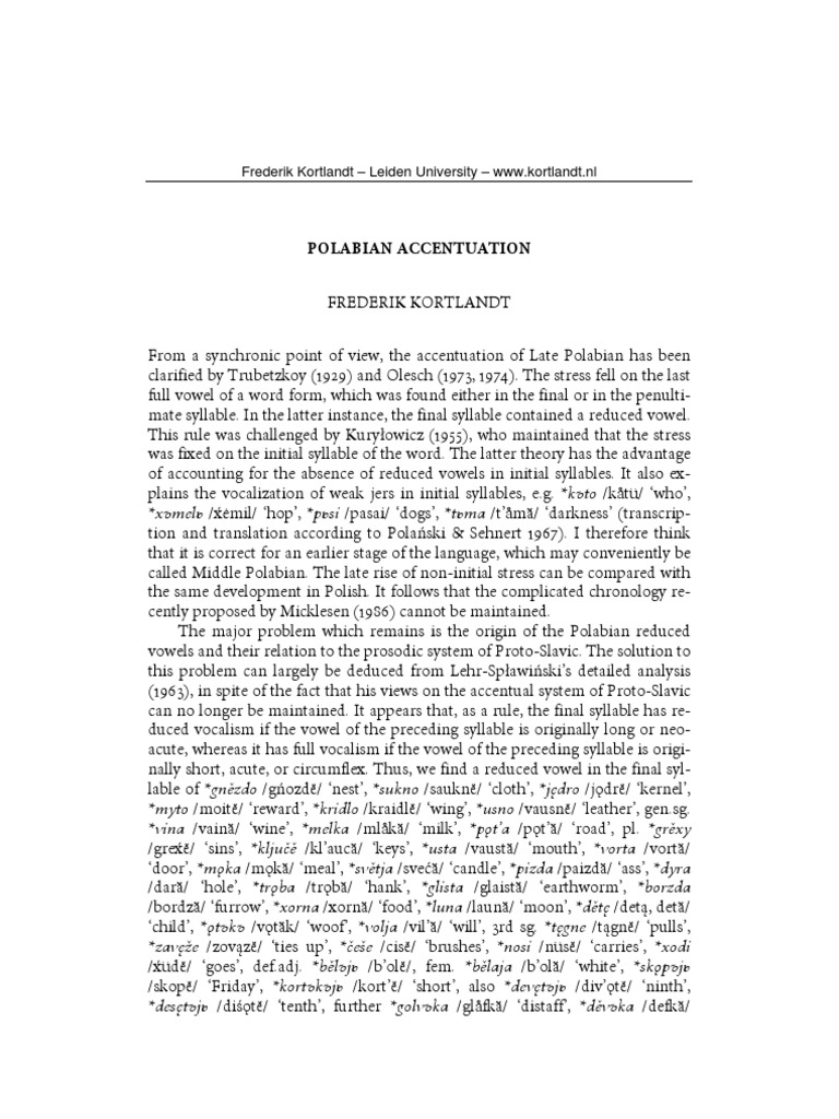 Polabian Accentuation Analysis | PDF