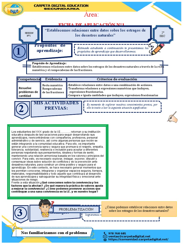 2° Ficha de Aplicación-Sesión1-Sem.1-Exp.1-Mate. | PDF