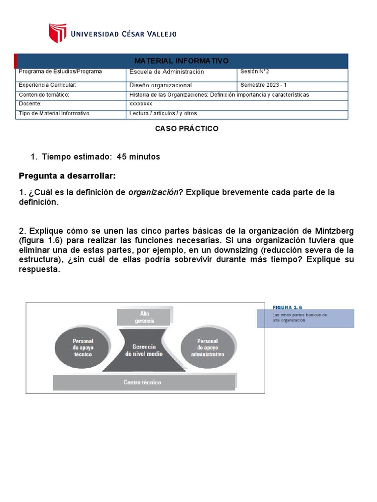 Caso Práctico Diseño Organizacional | PDF