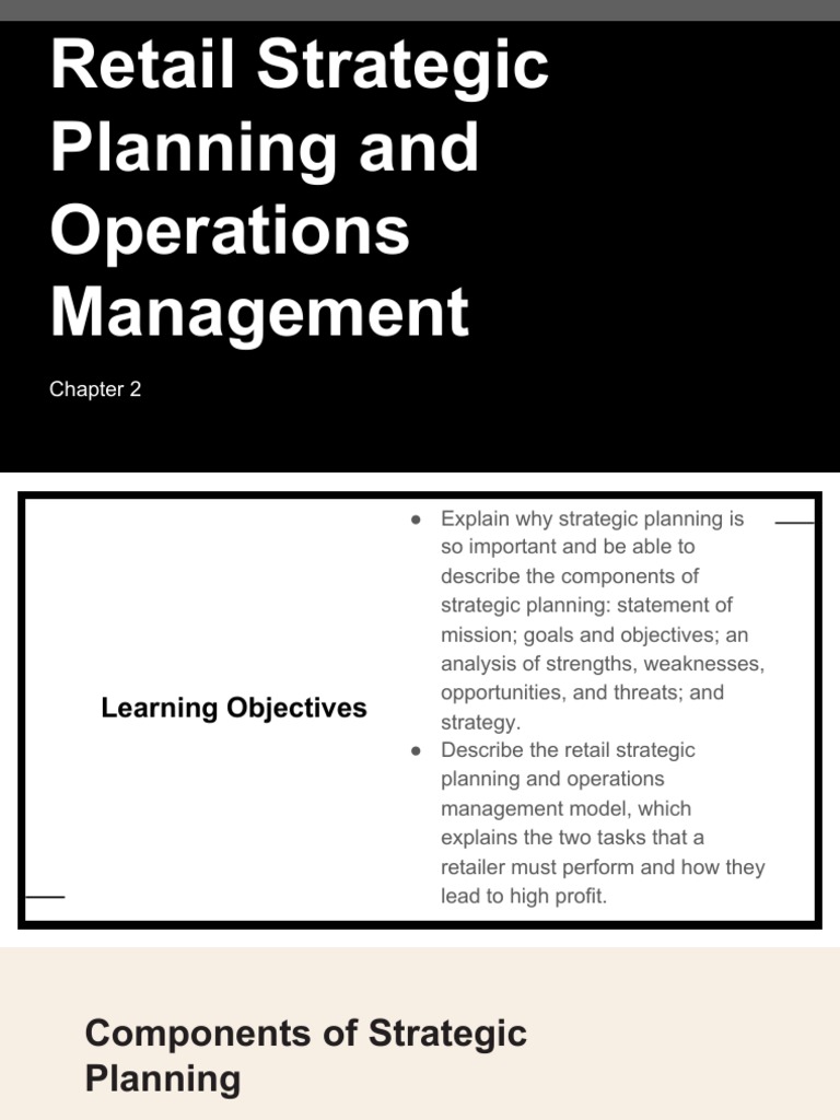 Retail Strategic Planning Chapter 2: Components, Model, Objectives | PDF | Retail | Strategic ...