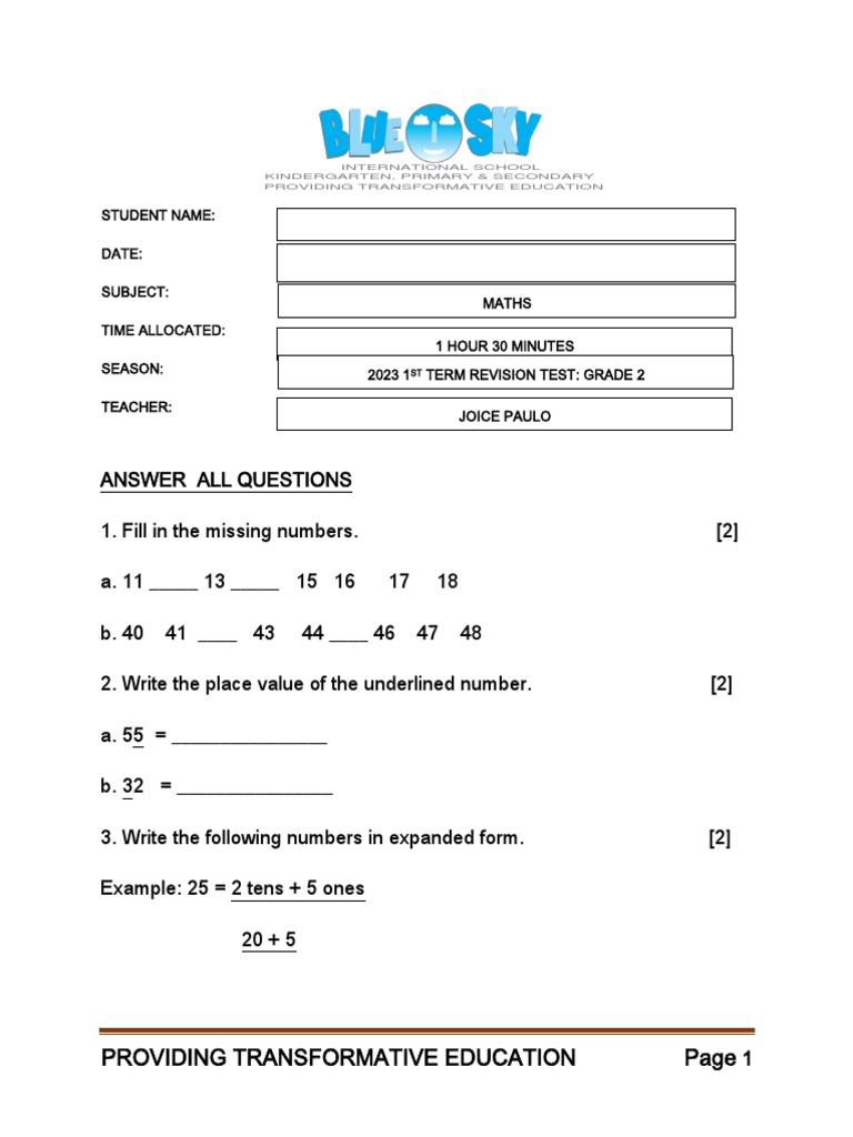 GR2 Maths Revision 2023 | PDF