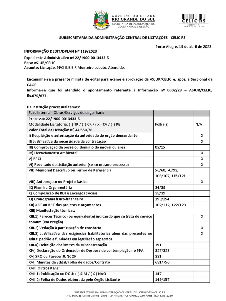 119 22190000134335 para Asjur e CAGE CV PPCI EEEF Monteiro Lobato ...