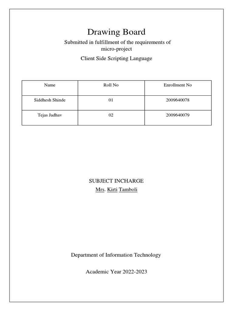 Drawing Board: Submitted in Fulfillment of The Requirements of Micro-Project Client Side ...