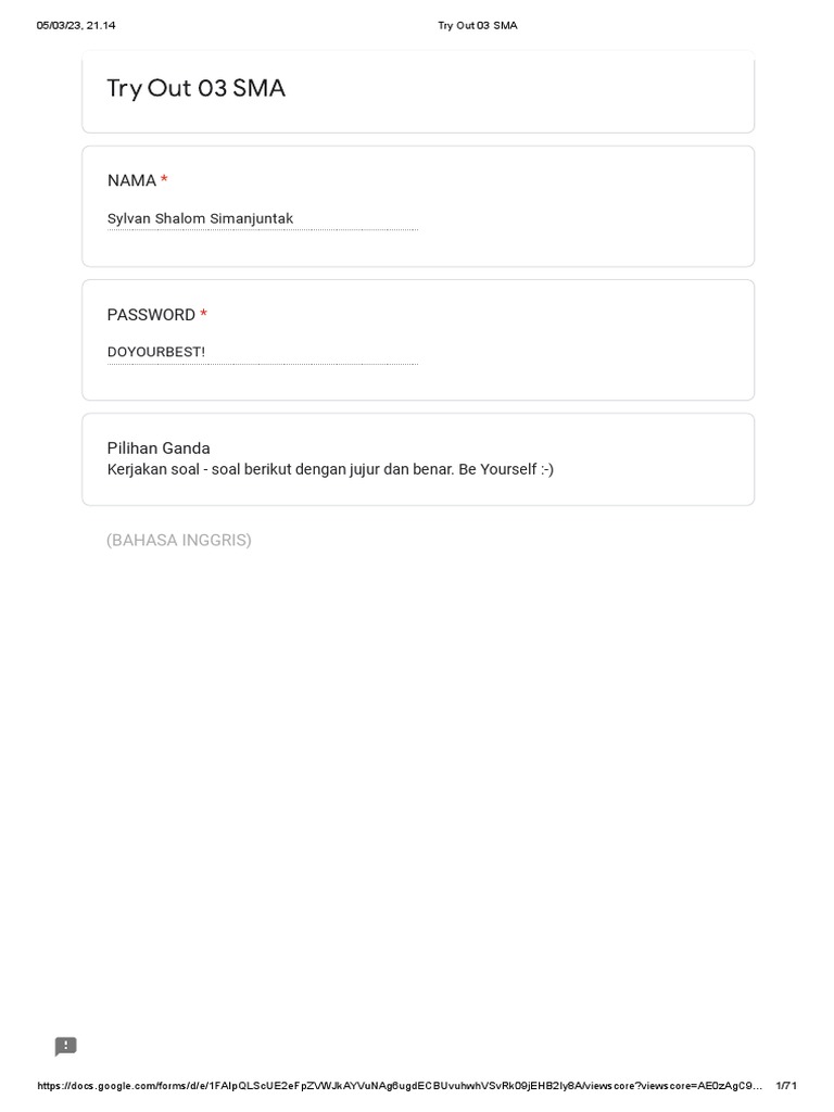 Try Out 03 SMA: Sylvan Shalom Simanjuntak | PDF | Soybean | Tofu