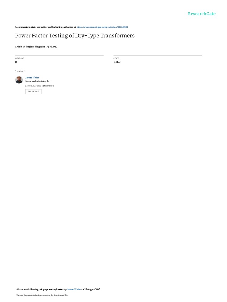 PowerFactorTestingDry TypeTransformers | PDF