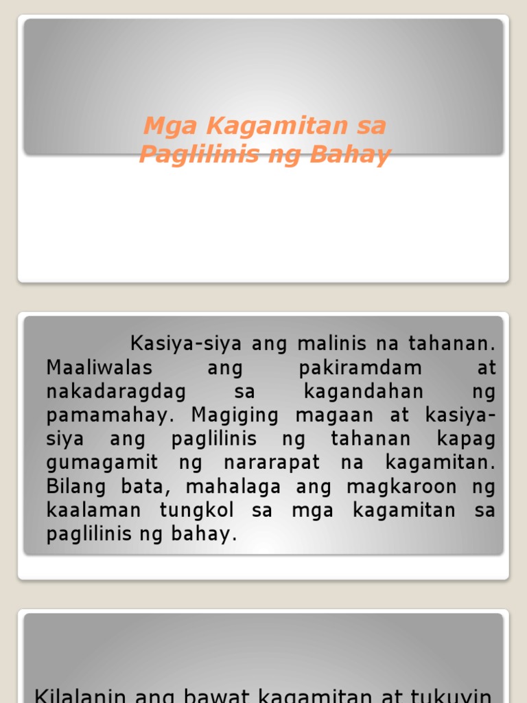 EPP-HOME ECO Aralin 13-Mga Kagamitan Sa Paglilinis NG Bahay | PDF