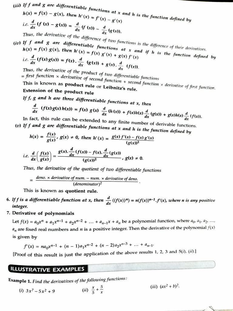 Differentiation Concepts for Class 11 | PDF | Equations | Algebra