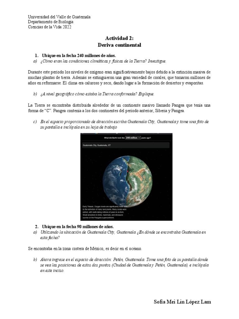 Actividad 2 Deriva Continental | PDF | Tierra | Guatemala