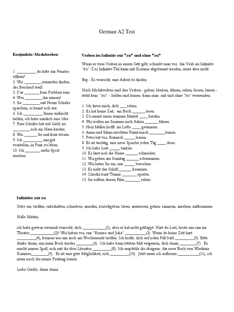 German A2 Test PDF