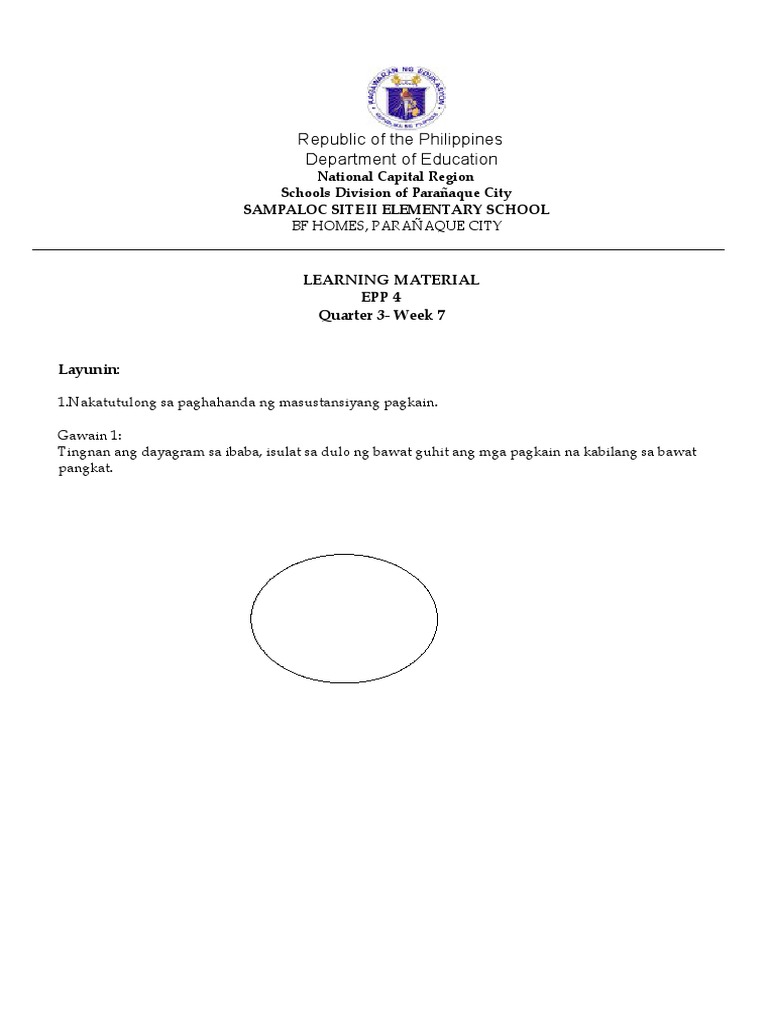 Learning Material EPP 4 Q3-WEEK 7 | PDF