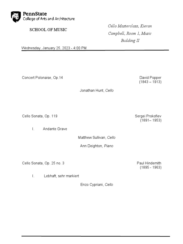Masterclass Program Template | PDF | Cello | Discrimination