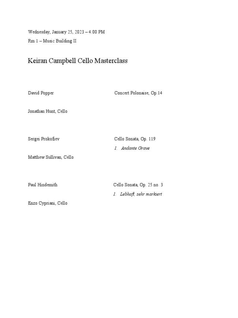 Masterclass Program | PDF