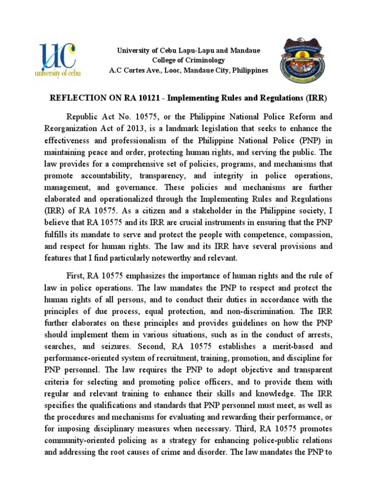 RA No. 10575 - IRR | PDF | Police | Government