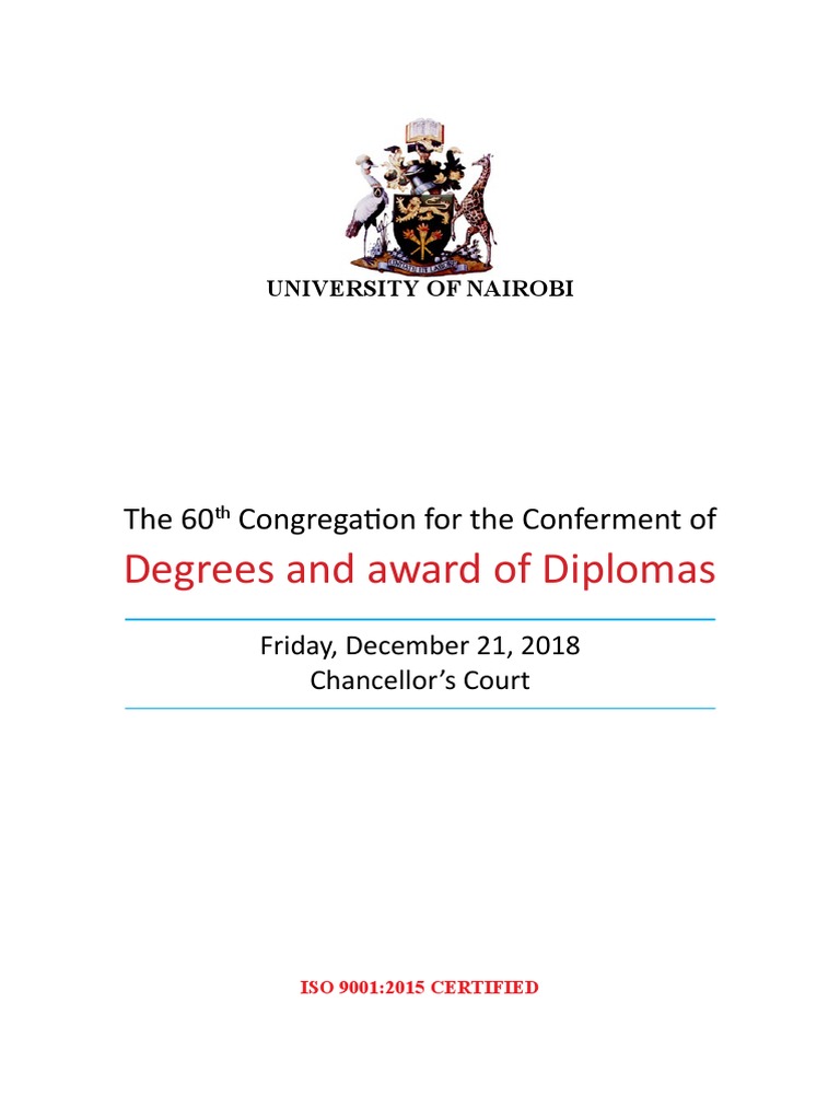 60th Graduation Ceremony Booklet 1 21.12.2018 - 0 | PDF | Academic Degree | Doctor Of Philosophy