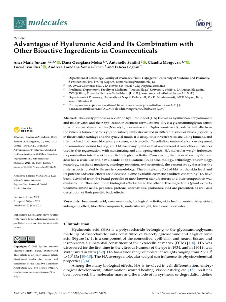 Advantages of Hyaluronic Acid and Its Combination With Other Bioactive ...