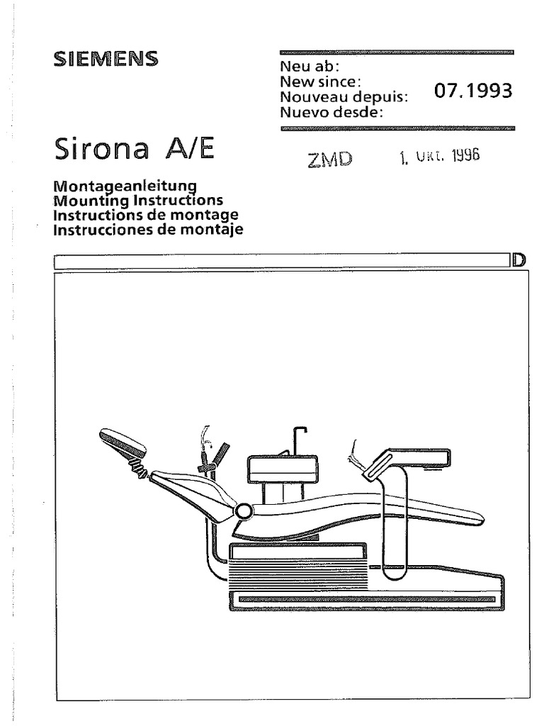Siemens Sirona A-E Dental Unit - Installation Instruction | PDF
