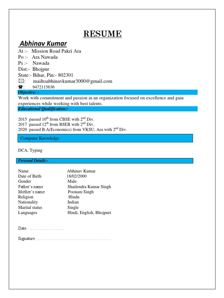 Resume: Abhinav Kumar | PDF