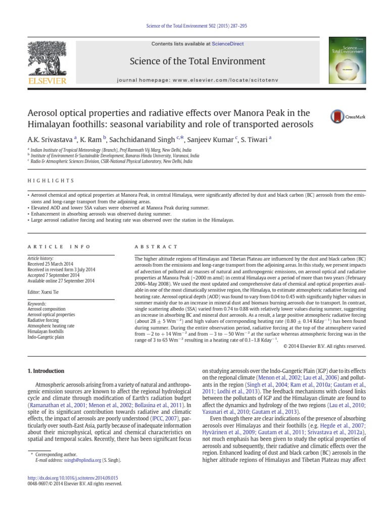 Science of The Total Environment: A.K. Srivastava, K. Ram ...