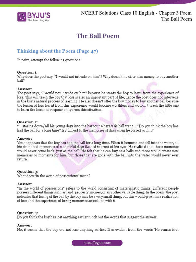 The Ball Poem | PDF | Experience