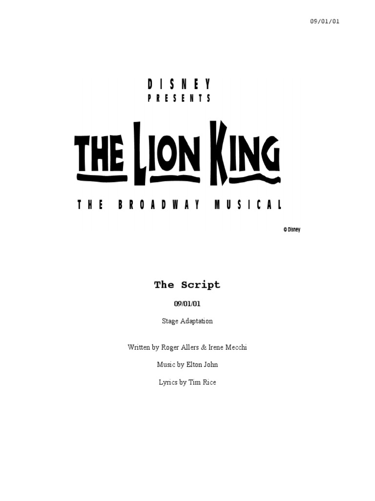 Lion King - Tour Script | PDF