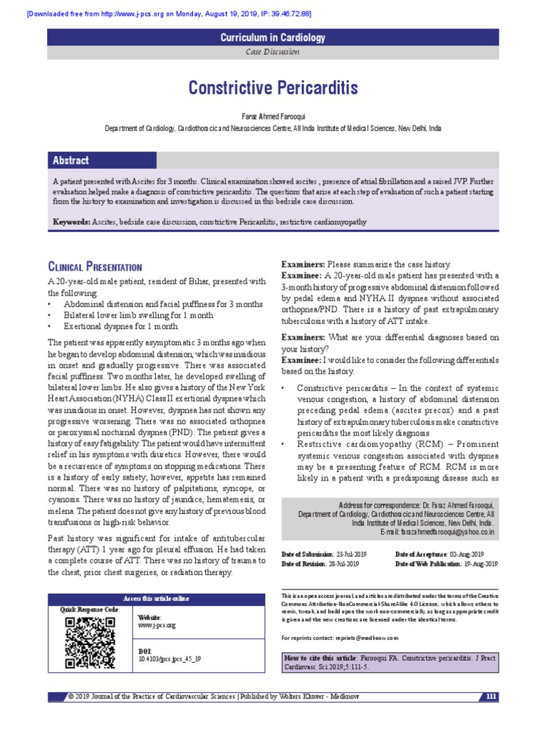 Constrictive Pericarditis | PDF | Heart | Diastole