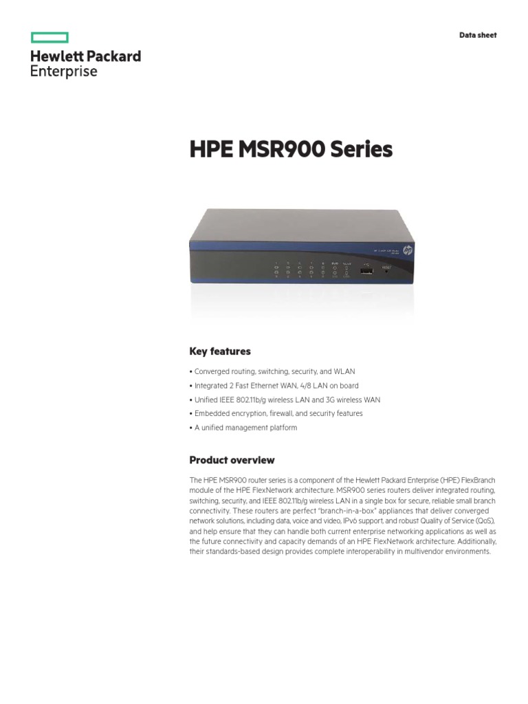 HPE MSR900 Series Router Performance | PDF | I Pv6 | Computer Network