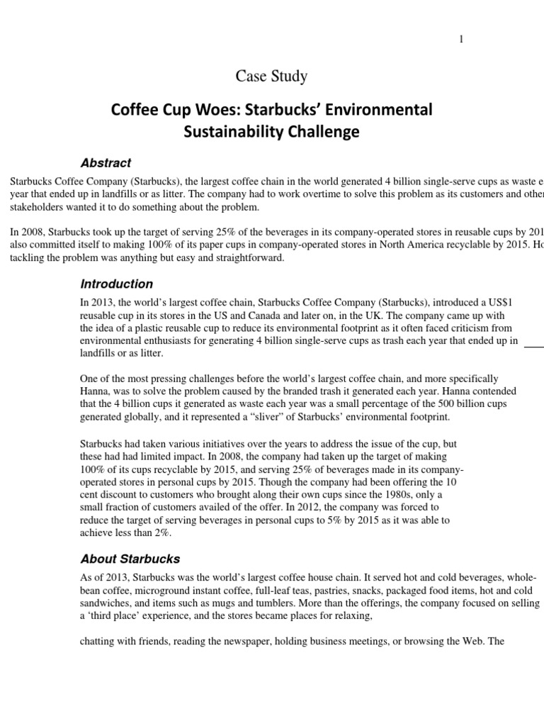 011 - Case-Starbuck-Coffee Cup Woes-Ehics-Padmin Buch | PDF | Starbucks ...