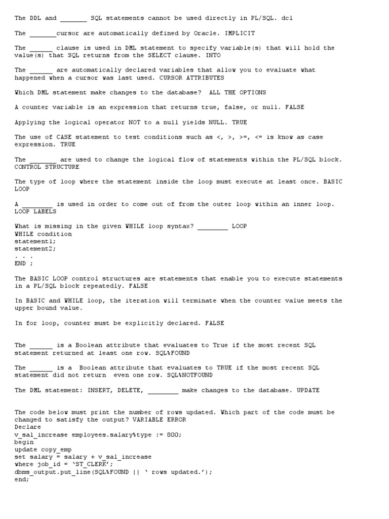 F1 SQL | Download Free PDF | Control Flow | Pl/Sql
