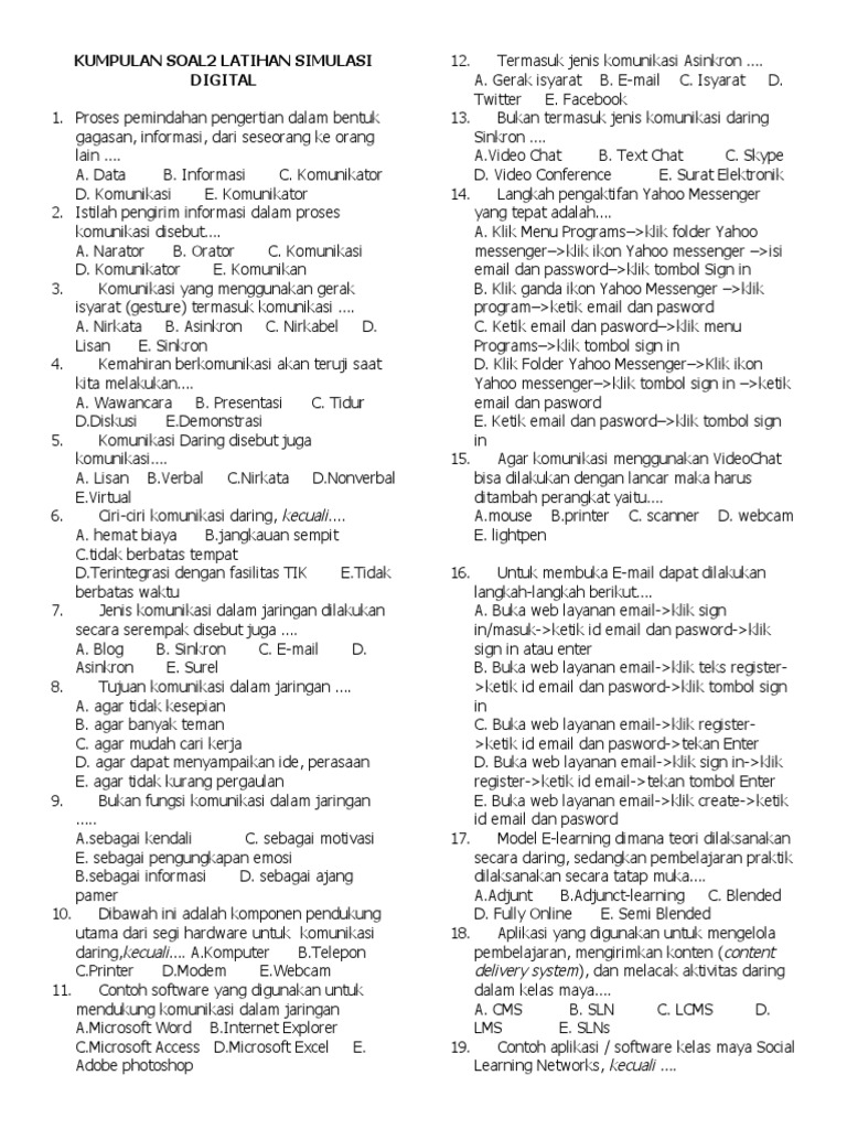 Kumpulan Soal Latihan SIMDIG | PDF