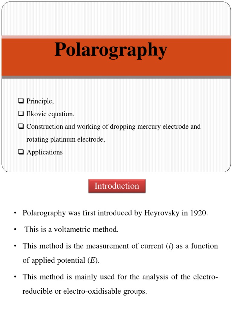 Polarography 090421 | PDF | Electrolyte | Diffusion