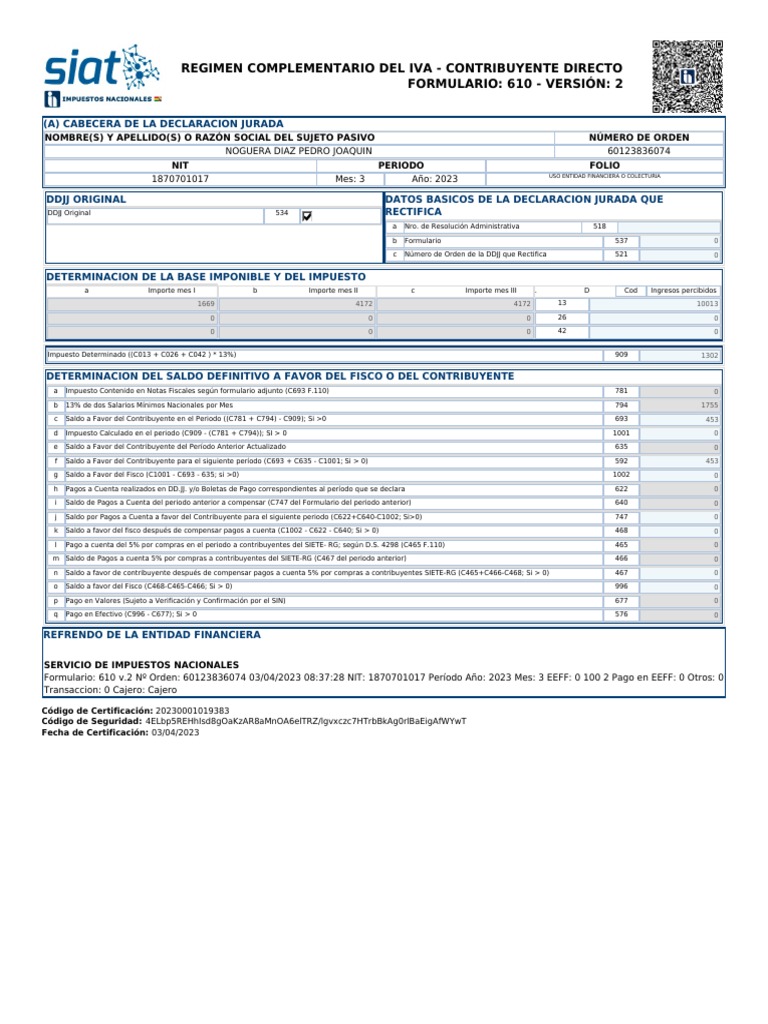 Certificacion Formulario 610v2 | PDF | Impuestos | Servicios (economía)