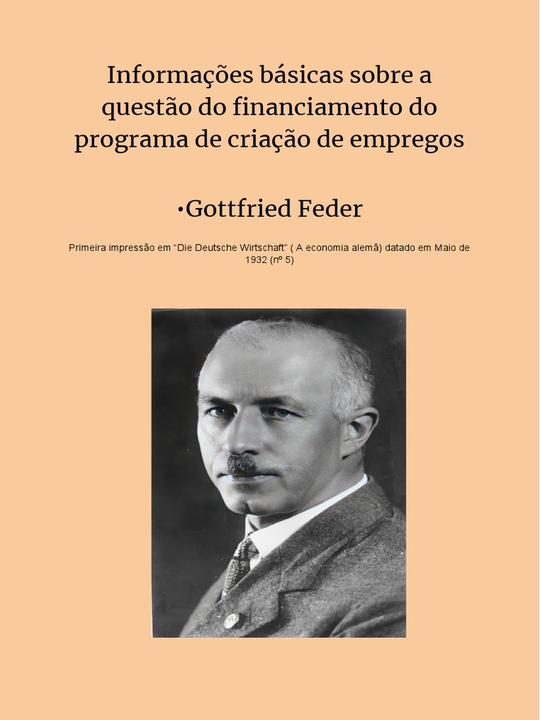 Gottfried Feder - Financiamento | PDF | Dinheiro | Economia