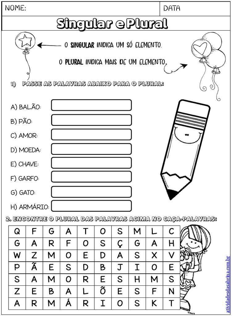 Atividade Singular e Plural | PDF