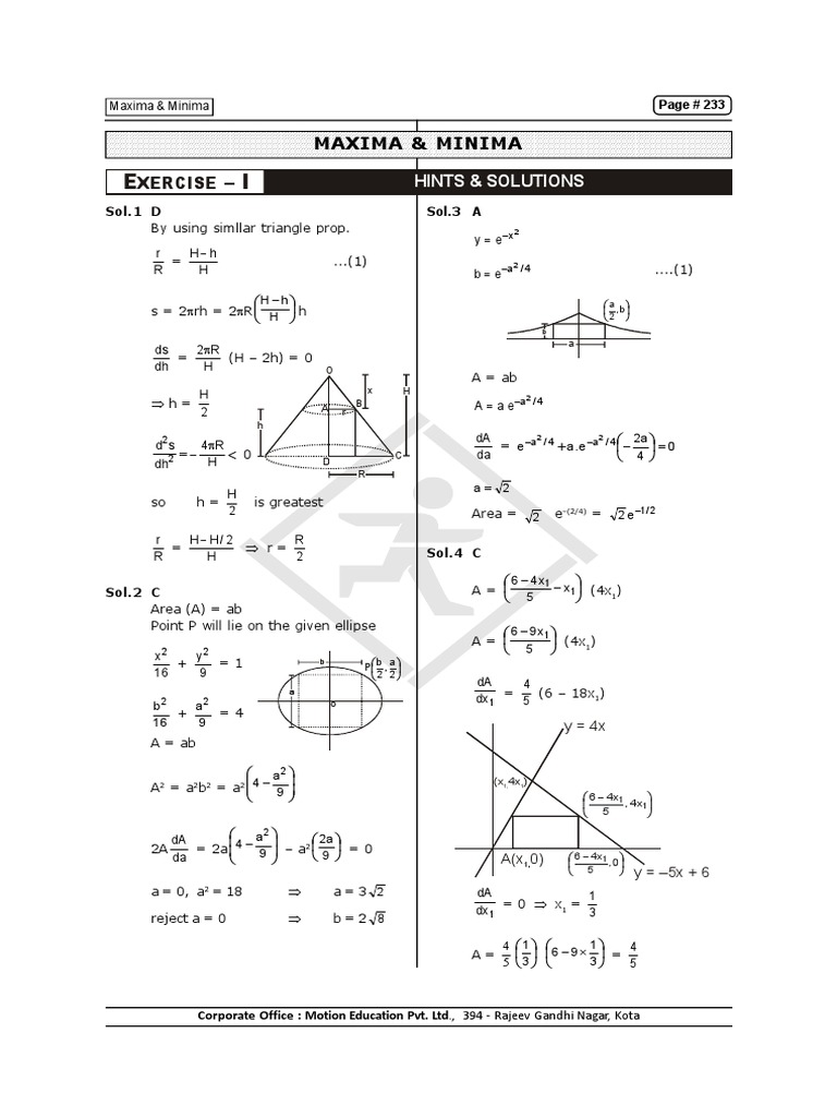 Maxima & Minima Solutions Guide | PDF