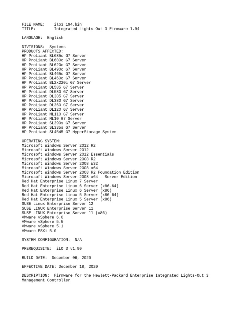 iLO Readme | PDF | I Pv6 | Software