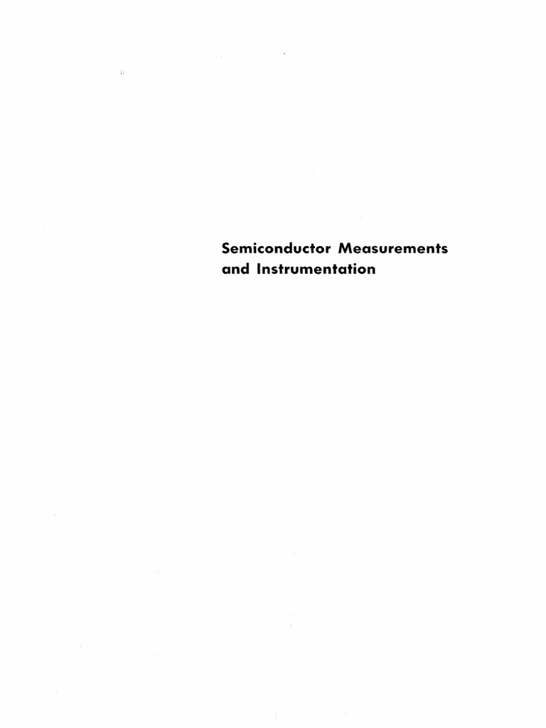 Semiconductor Measurements and Instrumentation | PDF