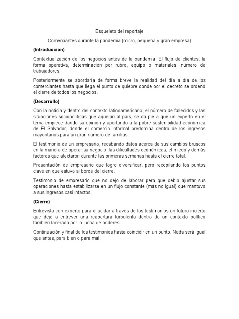 Esqueleto de reportaje | PDF