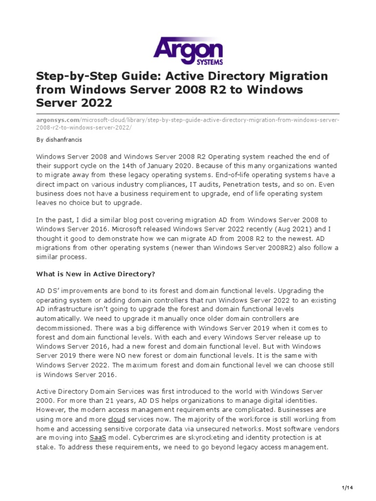 Step-by-Step Guide Active Directory Migration From Windows Server 2008 ...