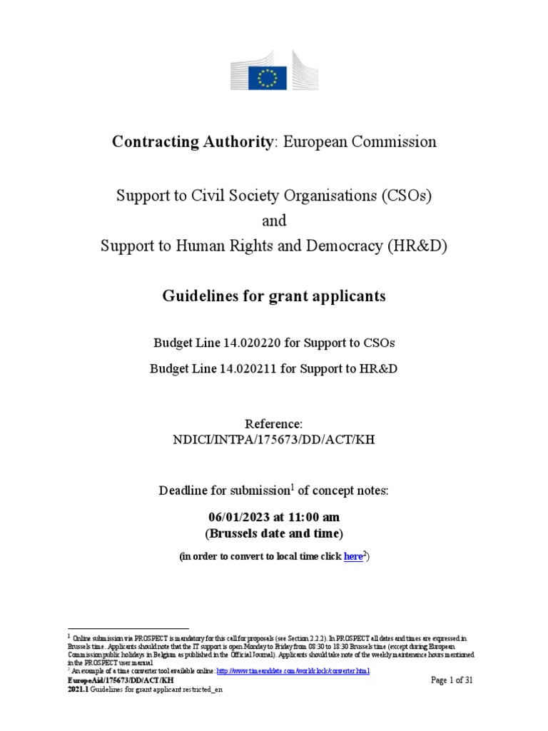 Guidelines For Grant Applicant Restricted - NDICI-INTPA 175673-1-1 | Download Free PDF ...