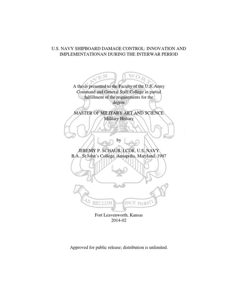 U.S. Navy Shipboard Damage Control: Innovation and Implementation ...