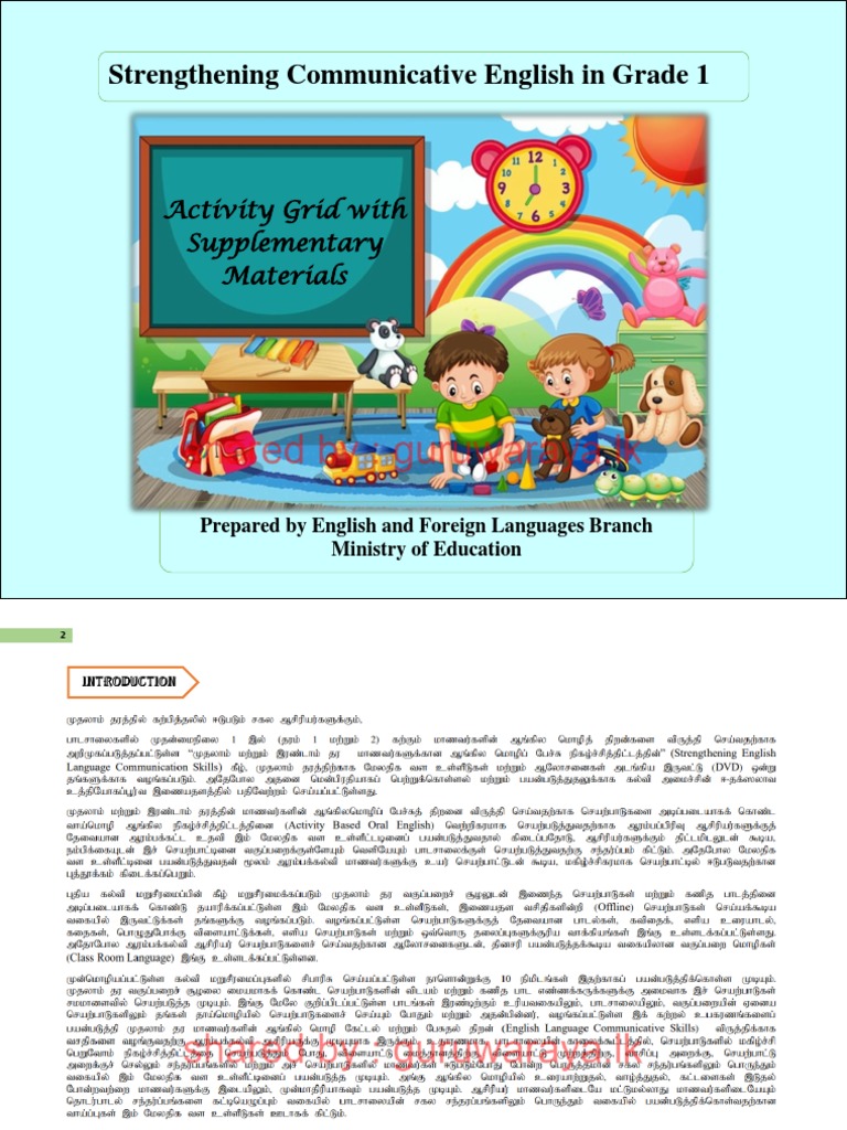 Strengthening Communicative English in Grade 1: Activity Grid With ...