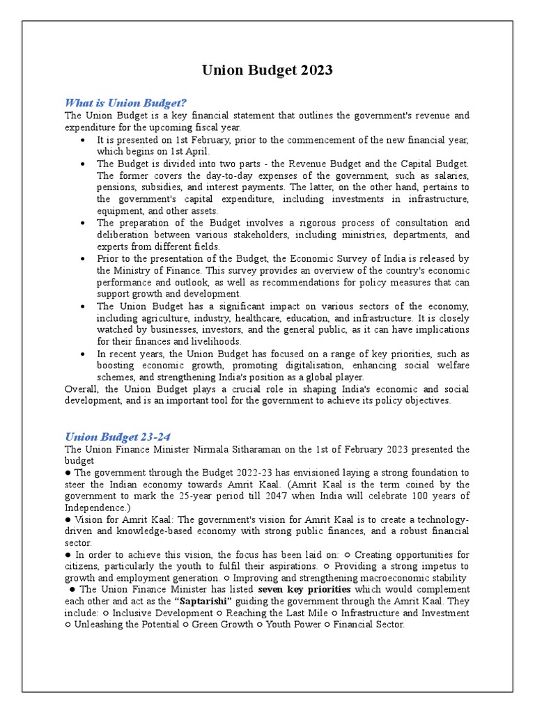 What Is Union Budget? | PDF | Taxes | Budget