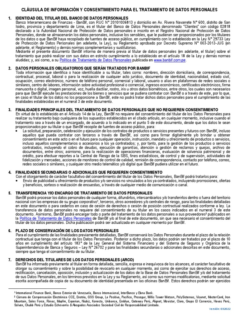 Consentimiento de Datos Personales | PDF | Privacidad de la información ...