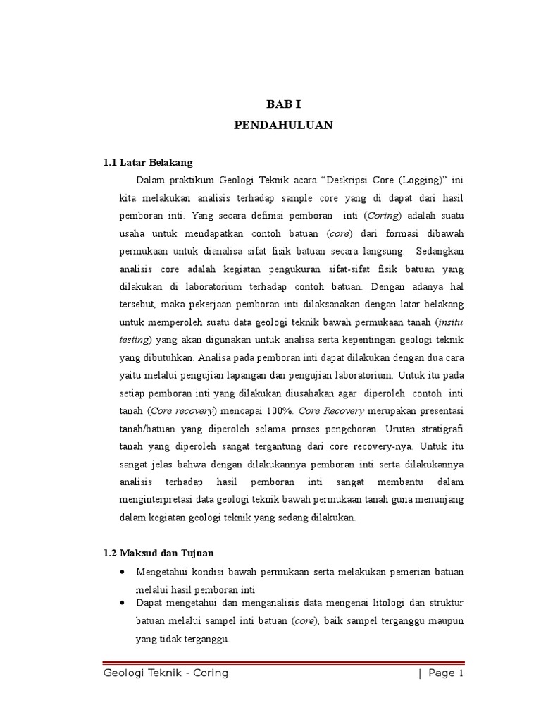 Analisis Pemboran Inti dalam Geologi Teknik | PDF | Sains & Matematika ...