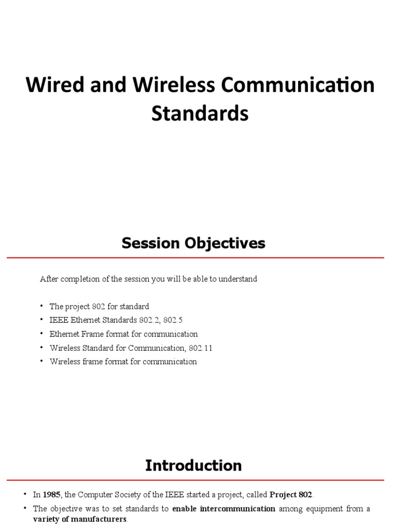 Wired and Wireless Communication Standards | PDF | Ethernet | Wireless Lan