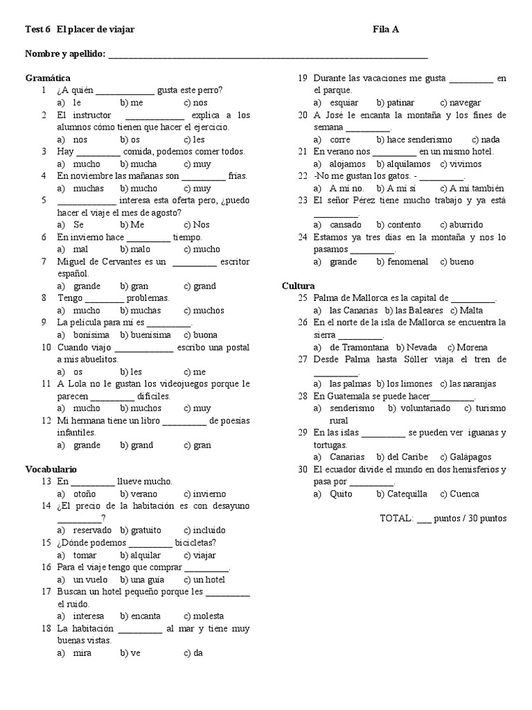 Con Gusto A1.1 Unidad 6 A | PDF