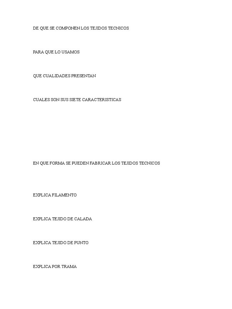 De Que Se Componen Los Tejidos Tecnicos | PDF | Textiles | Fibras De Que Se Componen Los Tejidos Tecnicos | PDF | Textiles | Fibras