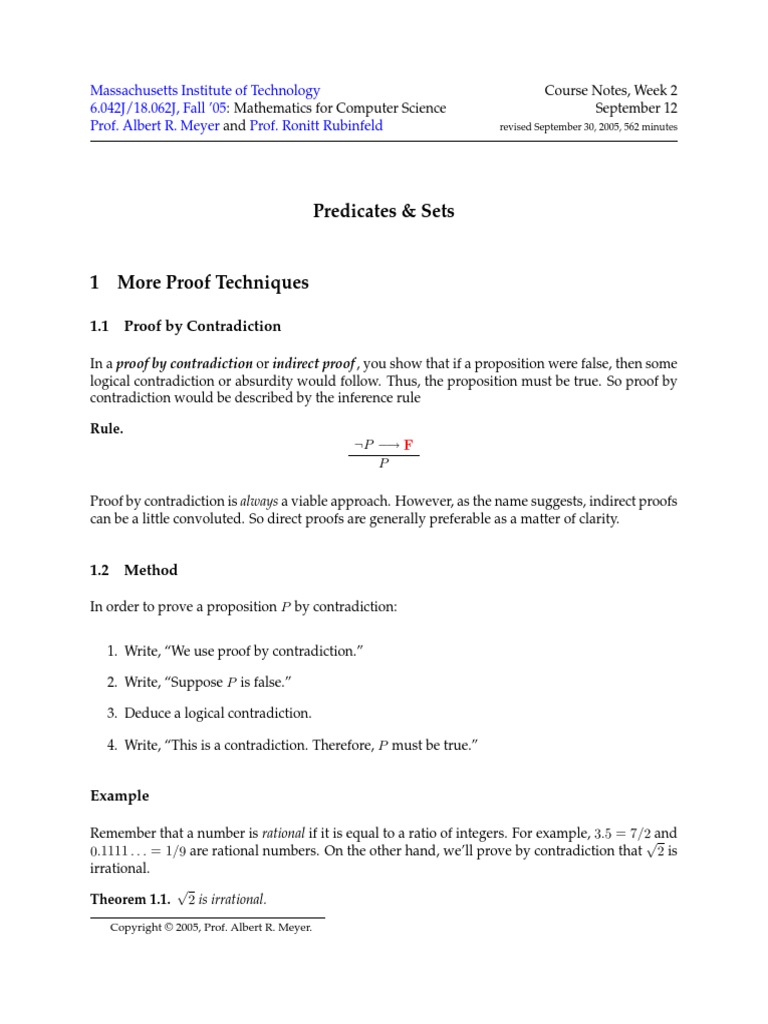 CourseNotes 2 PredicatesAndSets | PDF | Function (Mathematics ...