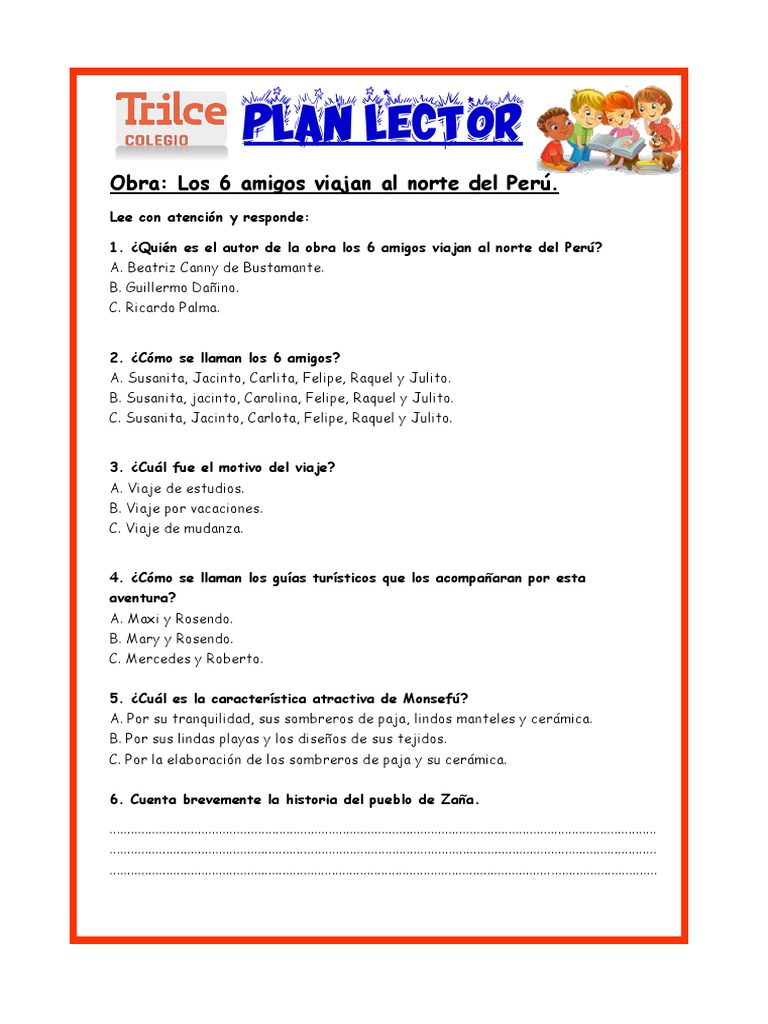 Plan Lector: Obra: Los 6 Amigos Viajan Al Norte Del Perú | PDF | Perú